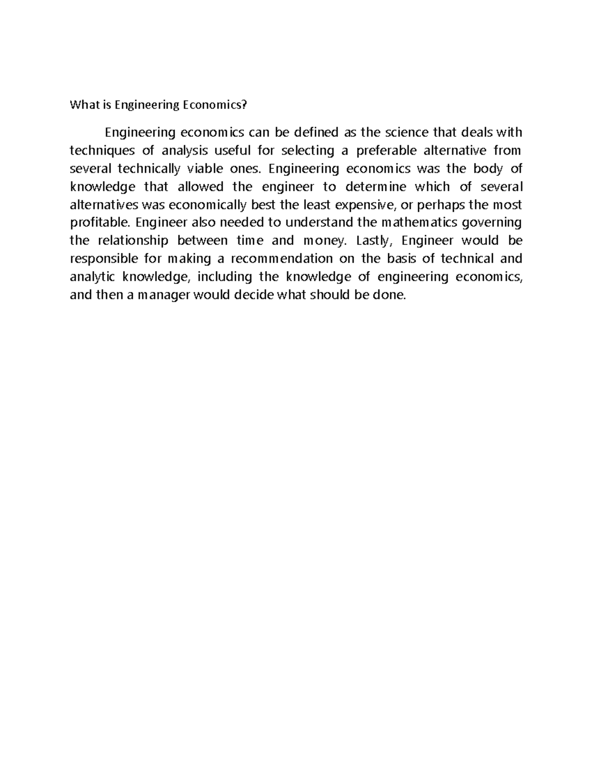 What is Engineering Economics - What is Engineering Economics ...