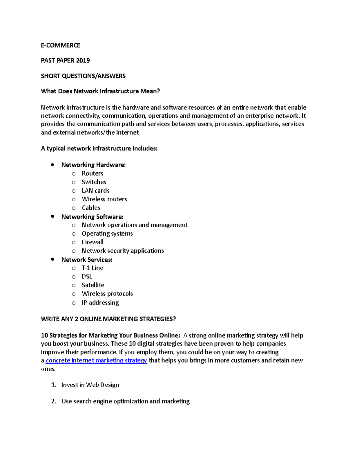 E-commerce 2019 - this document would helpfull in commerce subjects for ...