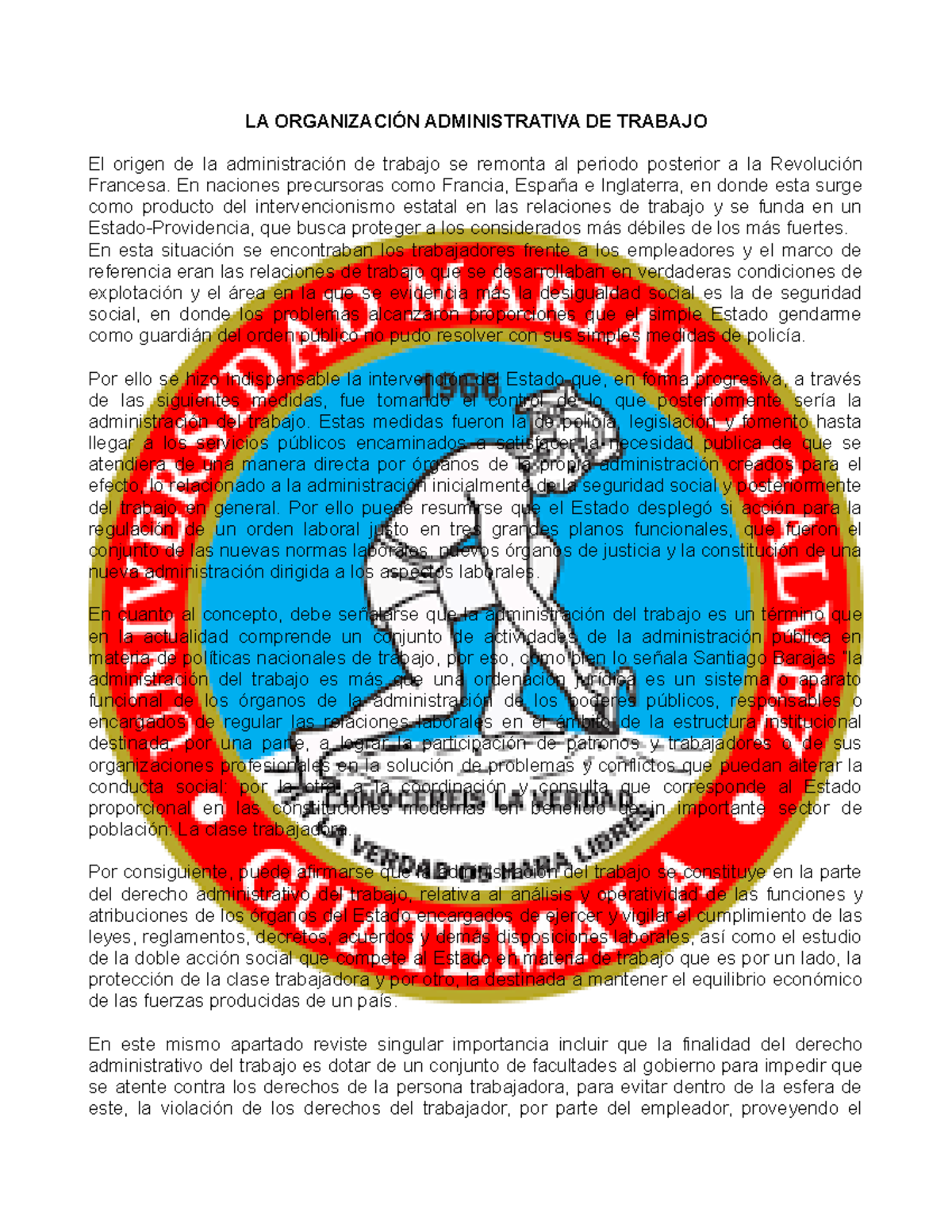 05. Organización Administrativa DE Trabajo Y Previsión Social - LA ORGANIZACIÓN ADMINISTRATIVA ...