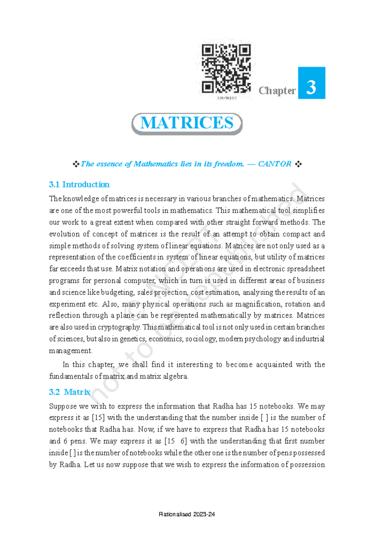 Lemh103 - Maths NCERT - 34 MATHEMATICS vThe essence of Mathematics lies ...