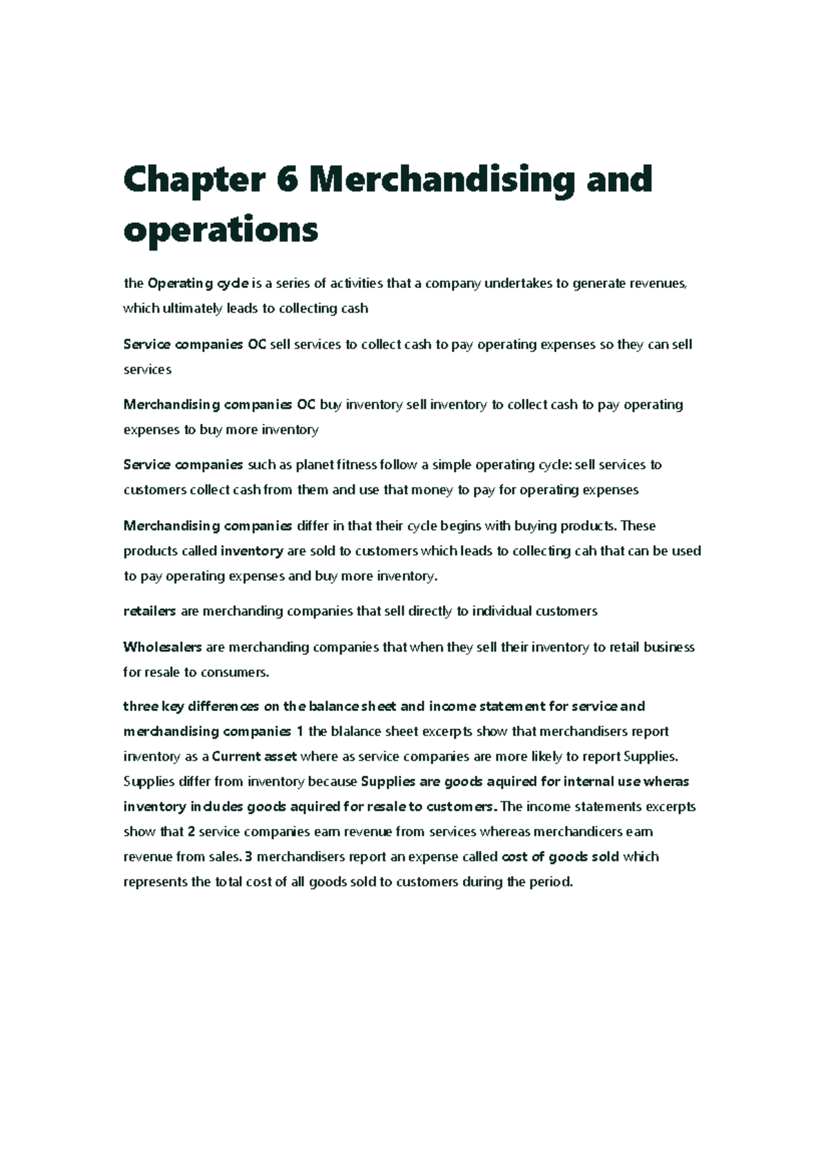 Chapter 6 Merchandising and operations - These products called ...