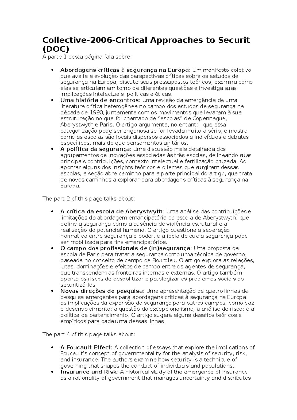 Collective - llll - Collective-2006-Critical Approaches to Securit (DOC) A parte 1 desta página ...
