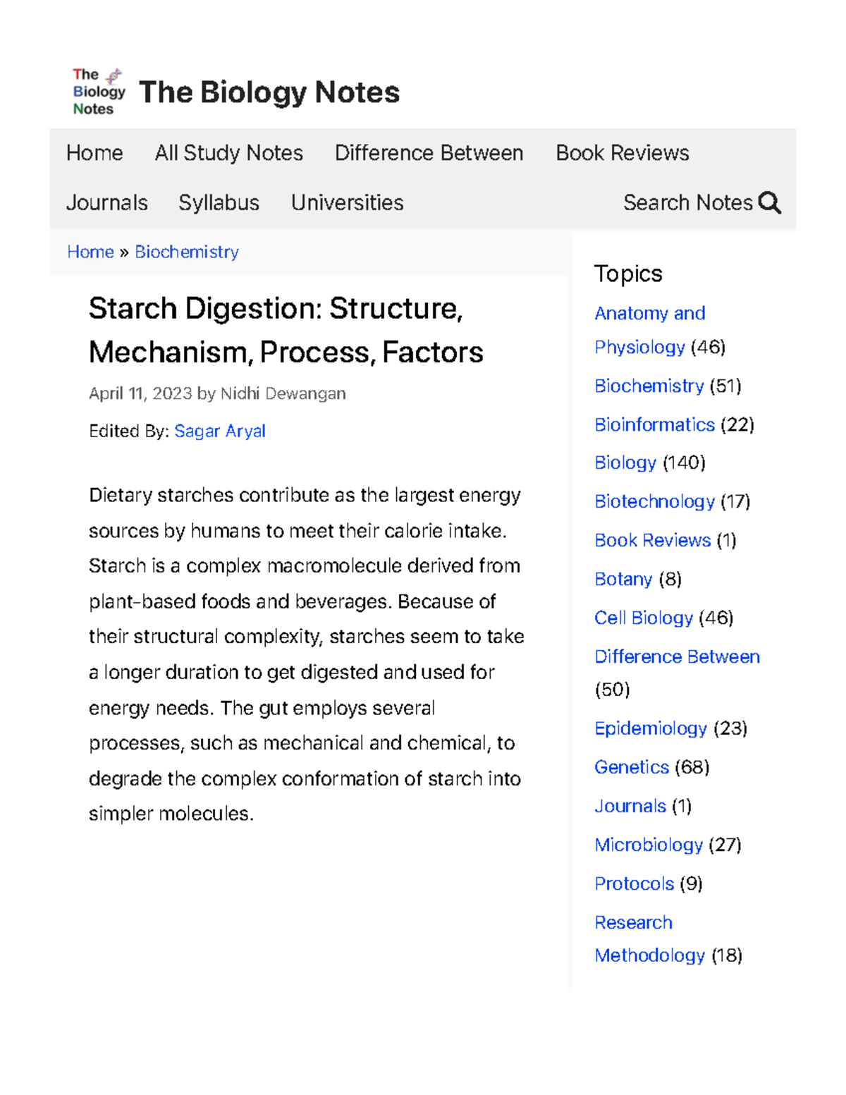 Starch Digestion- Structure, Mechanism, Process, Factors - Home » Biochemistry Starch Digestion ...