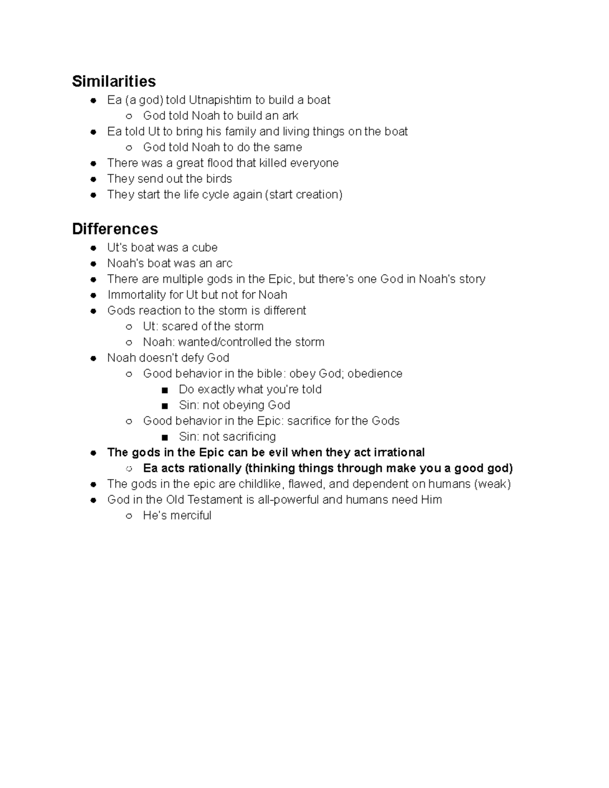 Epic of Gilgamesh vs. Noah's Ark - Similarities Ea (a god) told ...