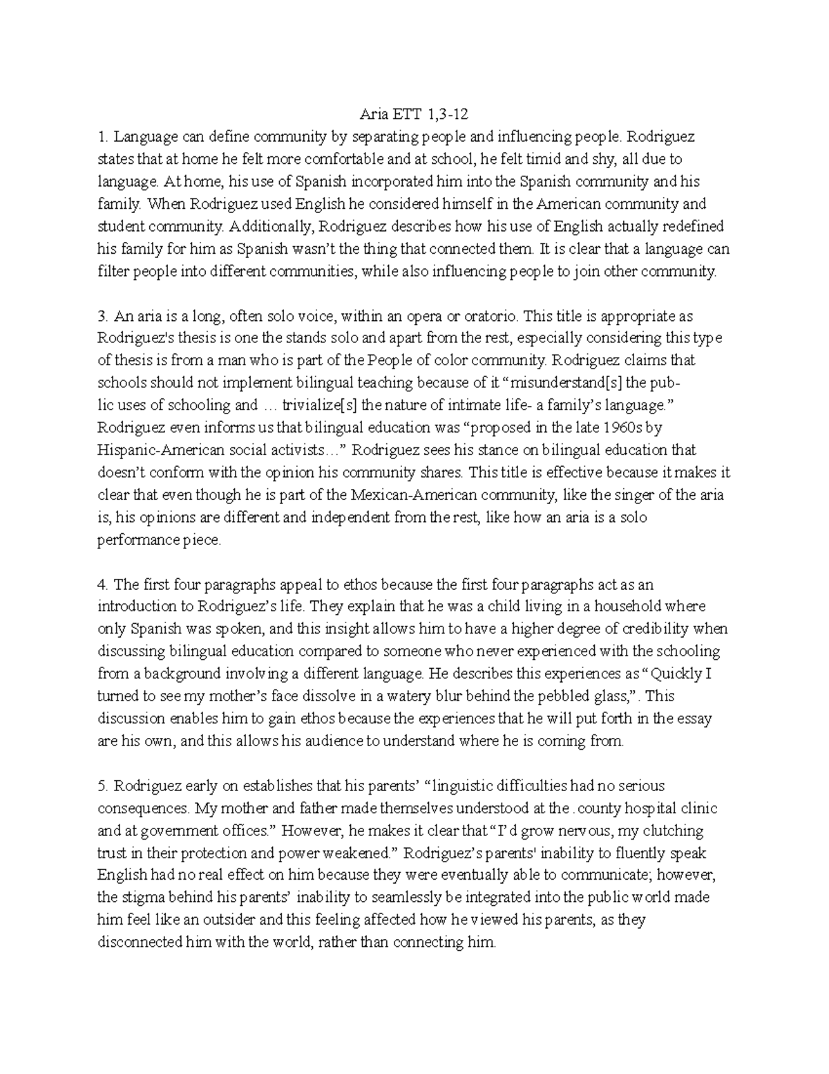 WAD 3 - Practice study guide - Aria ETT 1,3- Language can define ...