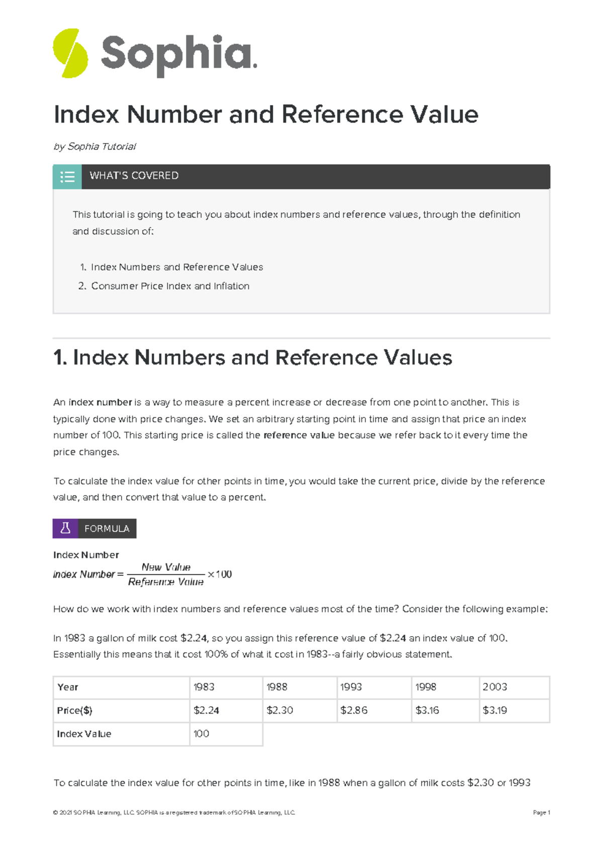 index number notes - Index Number and Reference Value by Sophia ...