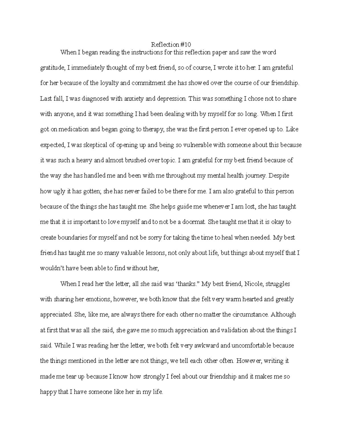 Reflection #10 - sarah angulo - Reflection # When I began reading the ...