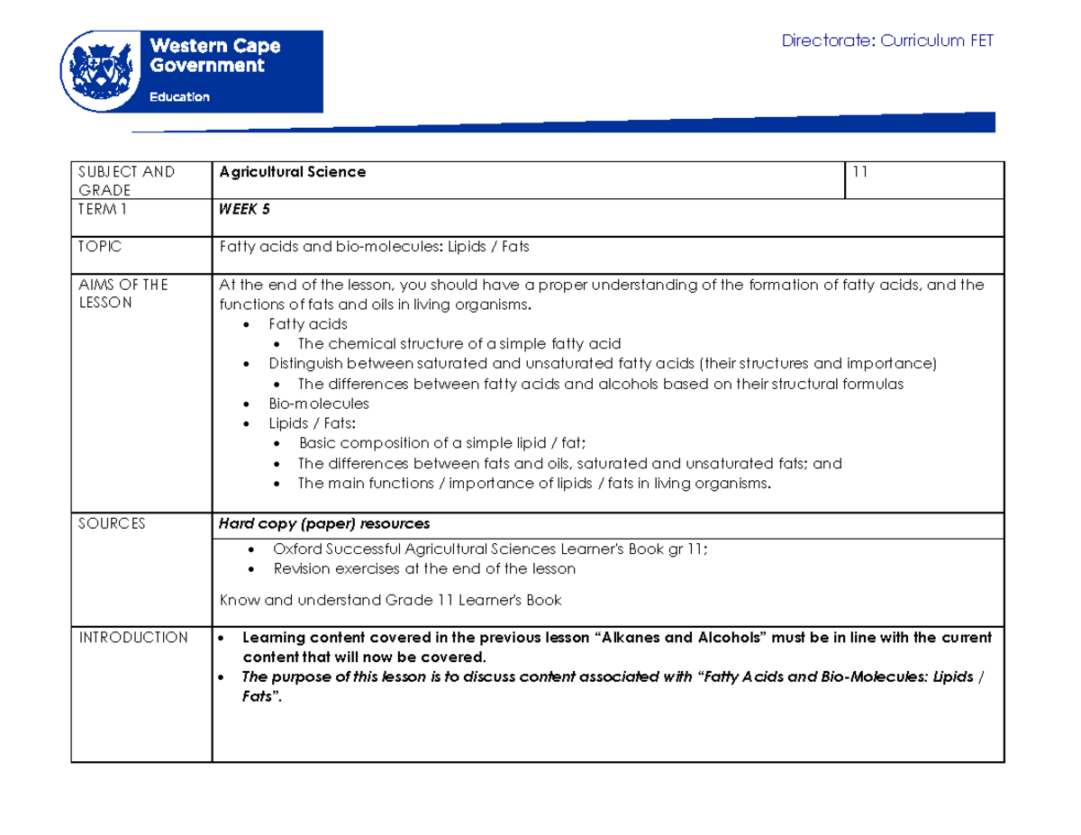 ASci Grade 11 T1 W5 2021 - For studying - Directorate: Curriculum FET ...
