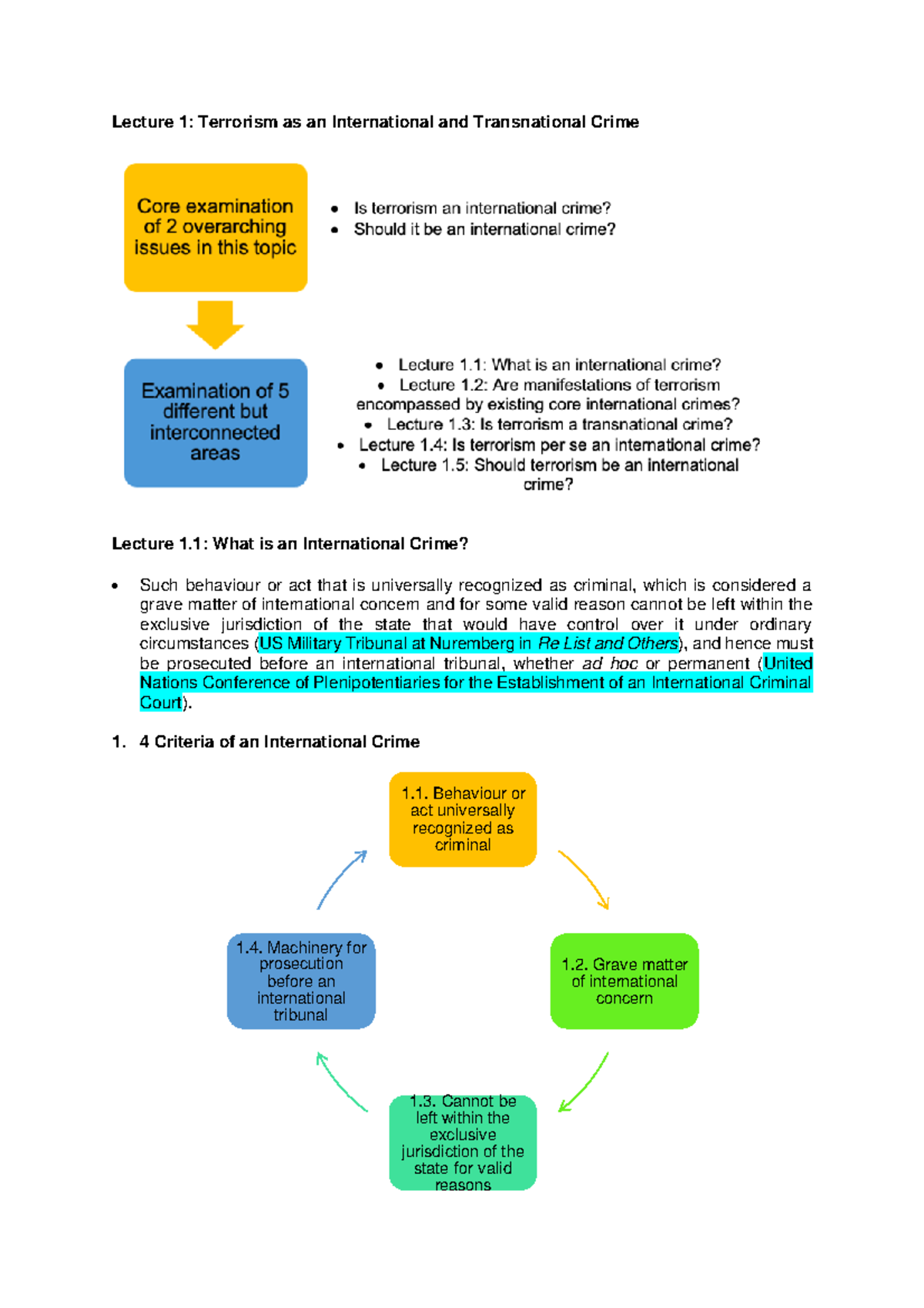 Counter-Terrorism Law Lecture 1 (Week 1 and Week 2) - Lecture 1 ...