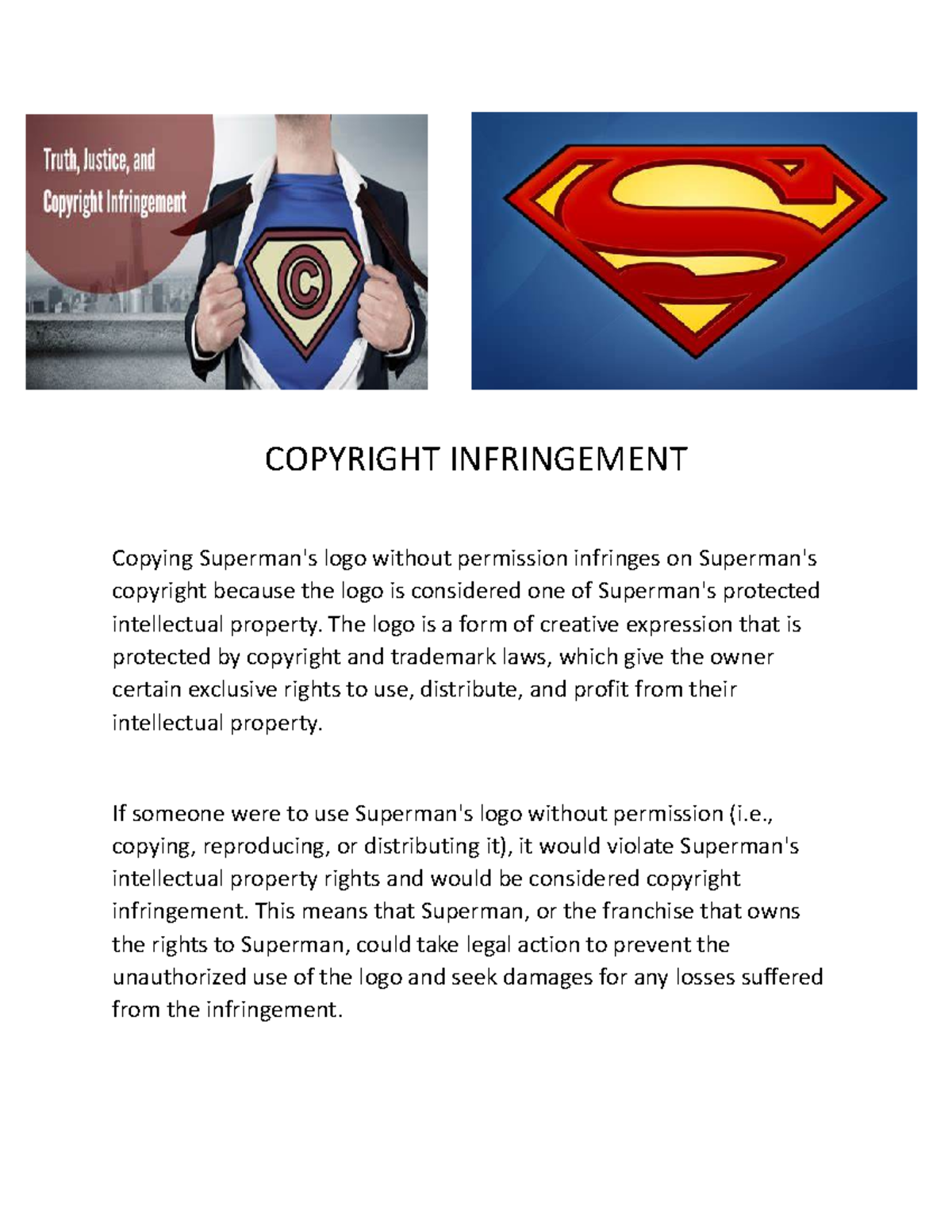 Copyright Infringement - COPYRIGHT INFRINGEMENT Copying Superman's logo ...