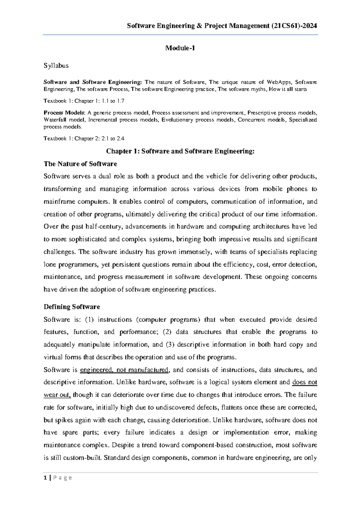 SE-module-1, 2,3,4 - Module- Syllabus Software and Software Engineering ...
