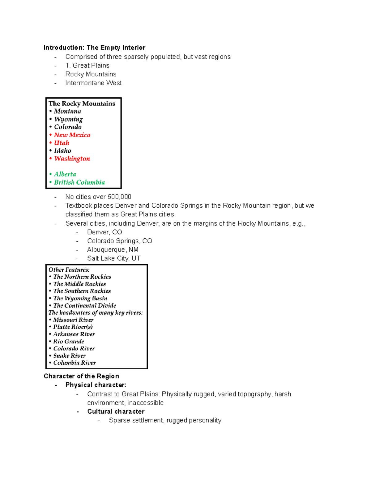 The Empty Interior - Great Plains - Rocky Mountains - Intermontane West ...