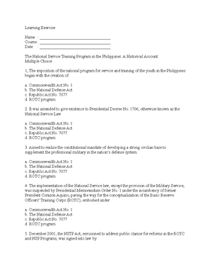 Activity-2-C1 - NSTP-CWTS - Learning Exercise NameCourse
