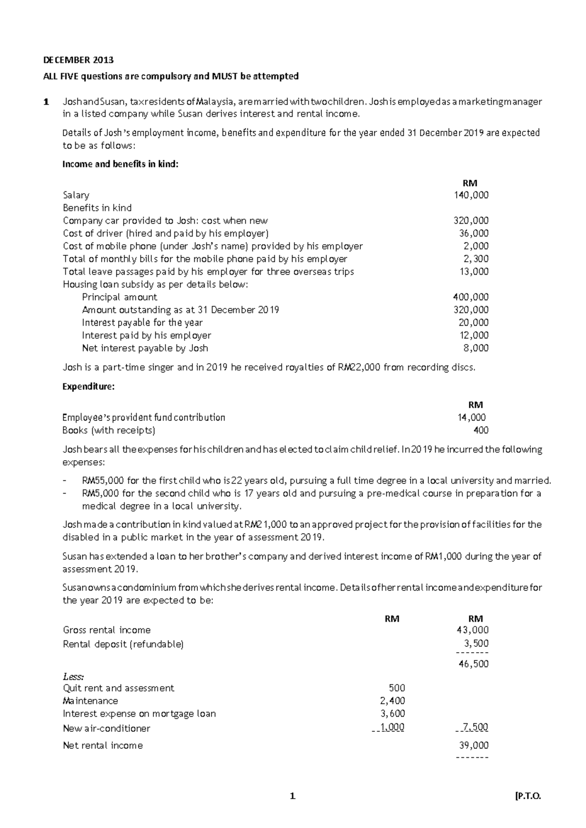 DEC 2013 Q taxation F6 - Professional account ACCA - UiTM - Studocu
