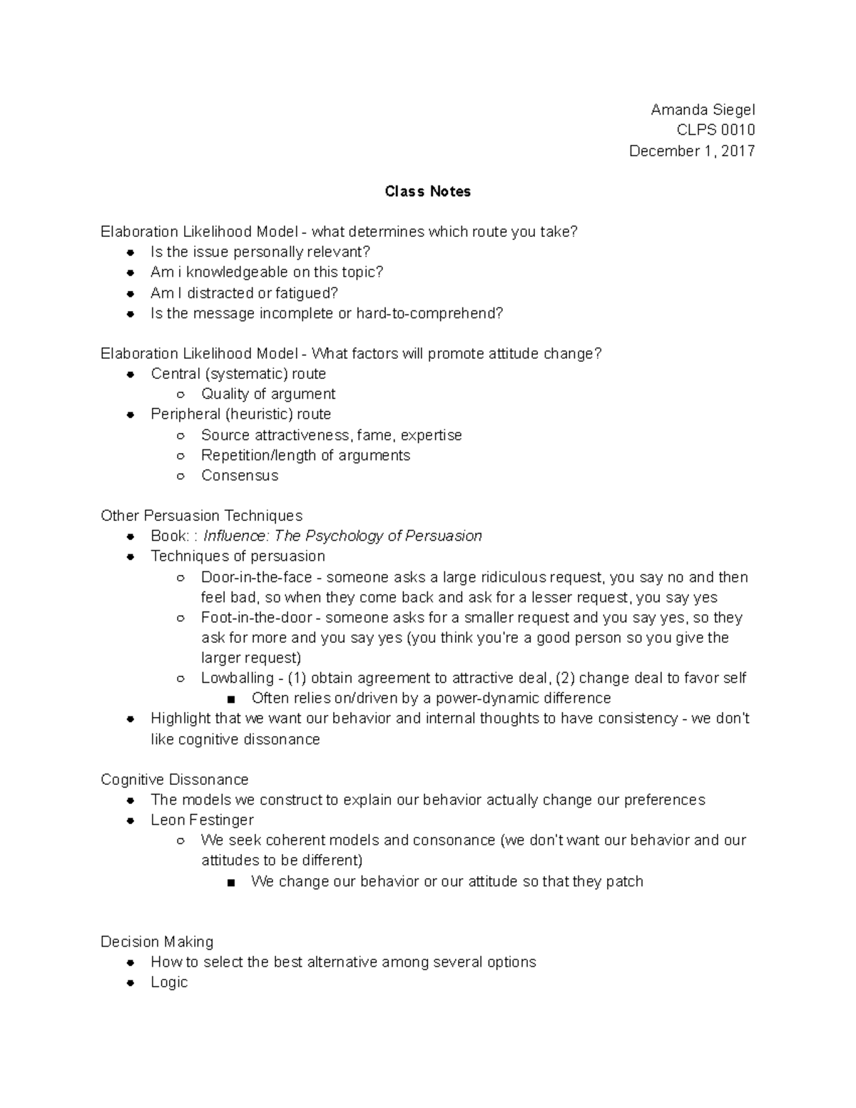 12/1 - Class Notes - Professors Elena Festa, Sheila Blumstein, & Bill ...