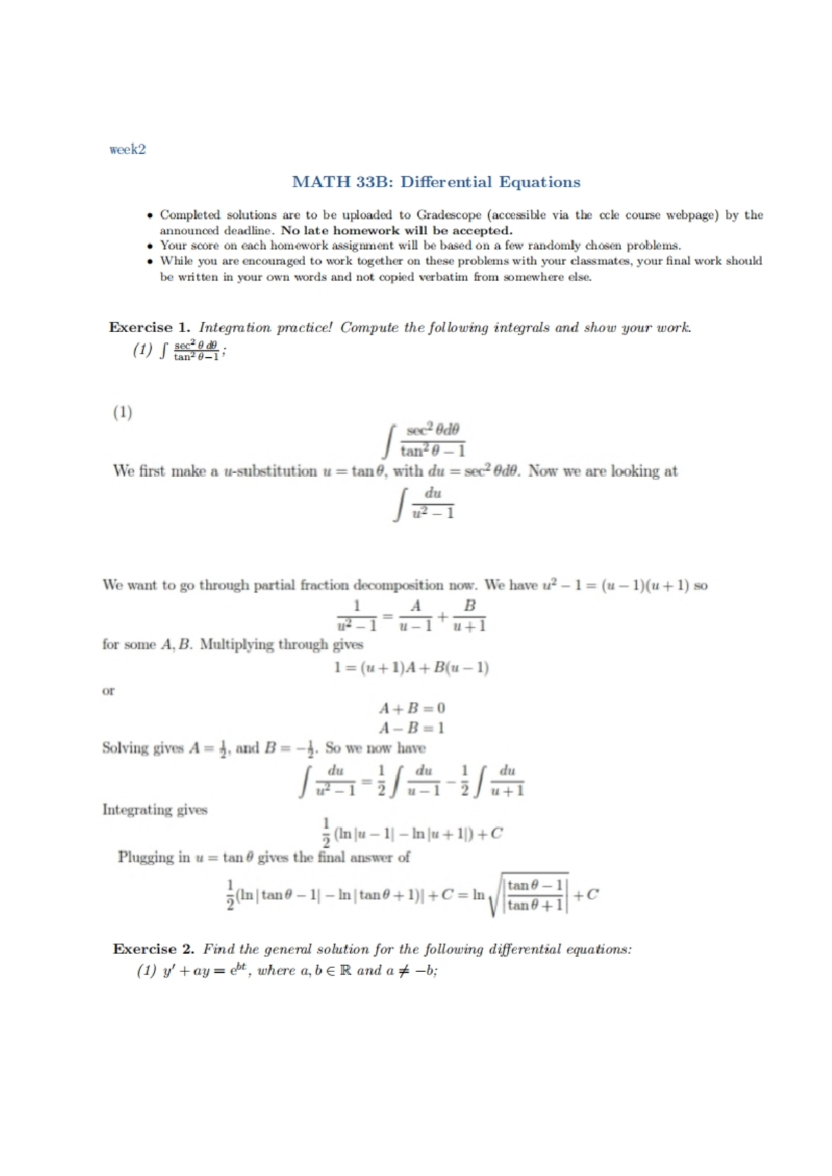 Hweek 2-so - homework 2 - MATH 33B - Studocu