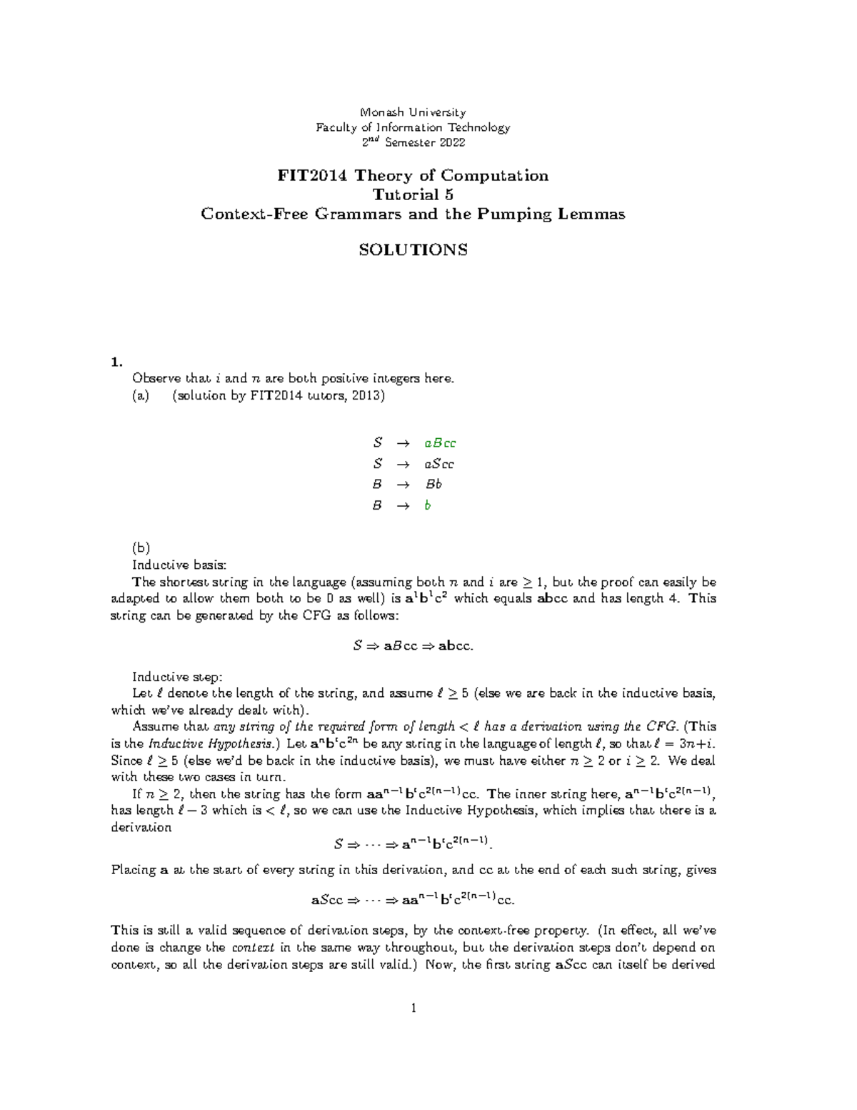 Tute5-soln - Tute5-soln - Monash University Faculty of Information Technology 2 nd Semester 2022 ...