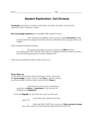 Cell Energy Gizmos - Name: Gauri Singh Date: 10/24/ Student Exploration ...