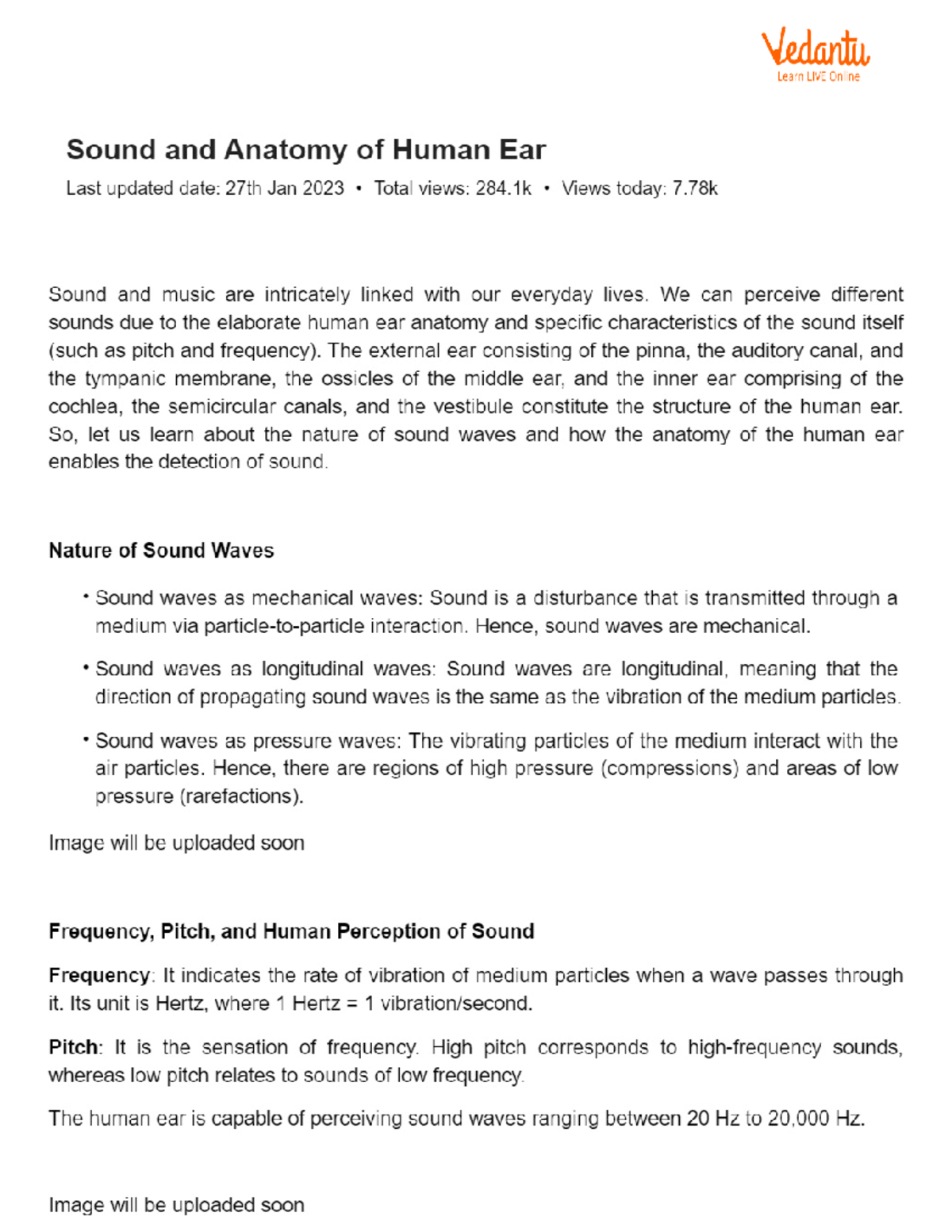 Sound and Anatomy of Human Ear - B.tech CSE - Studocu