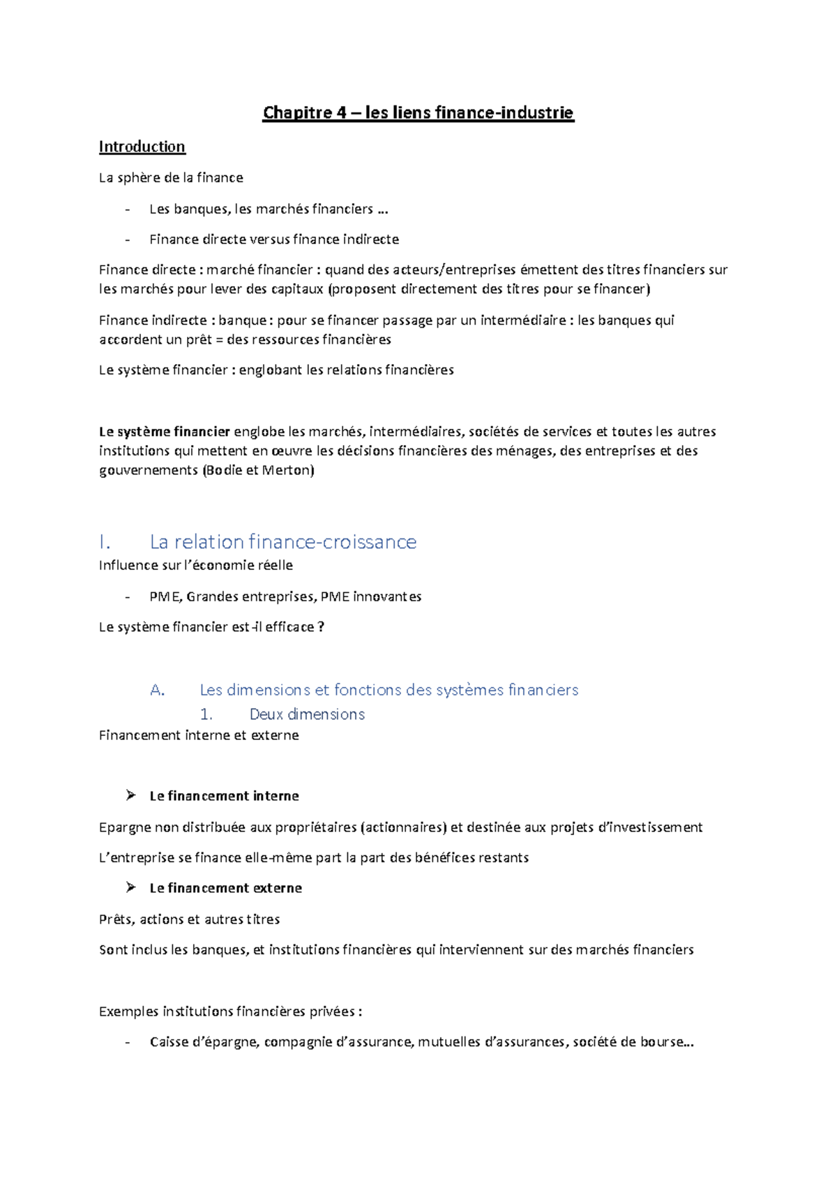 Chapitre 4 liens finance industrie - Chapitre 4 – les liens finance ...