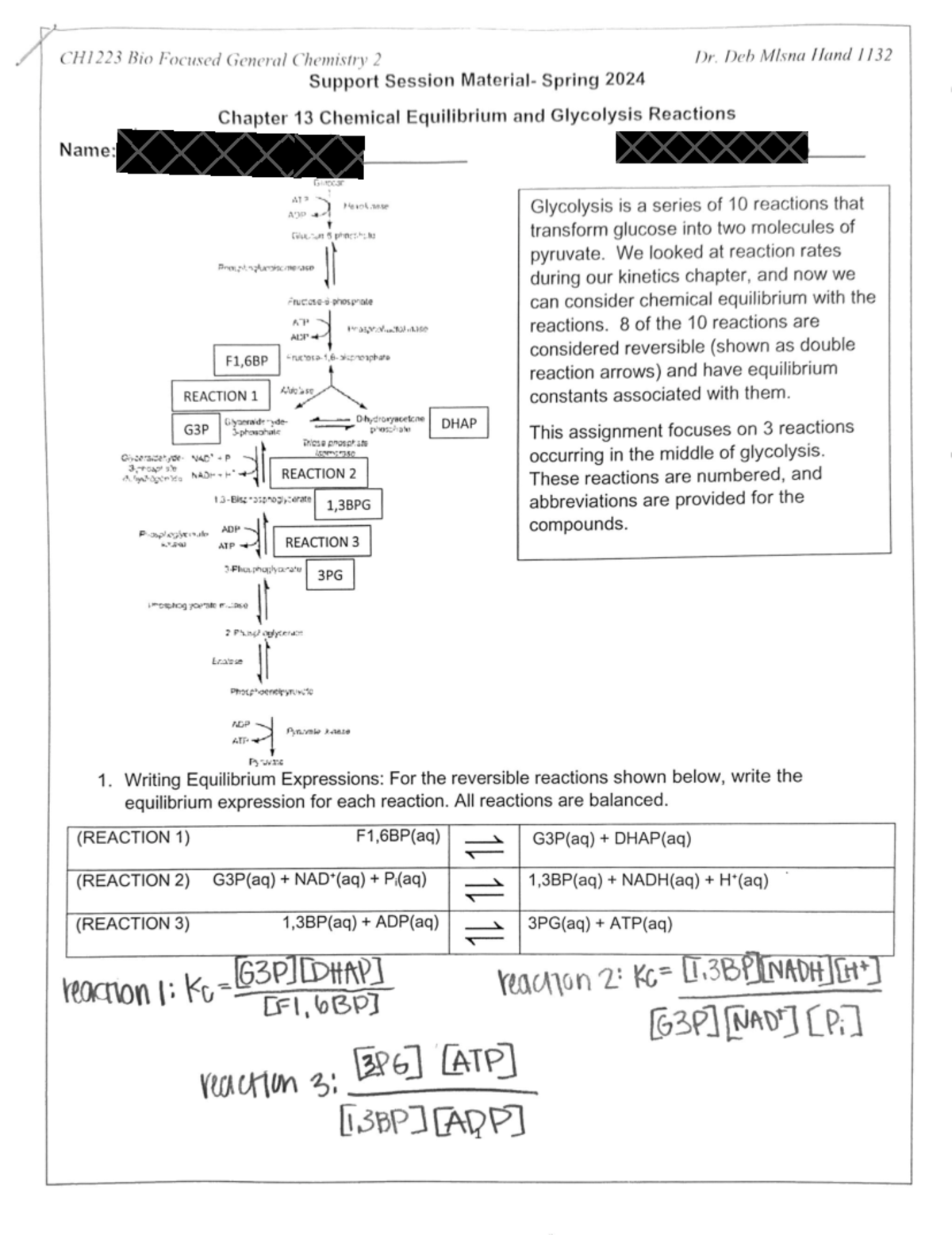 Ss 2-28 - SS 2/28 - CH1223 Bio Focused General Chemistry 2 Dr. Deb ...