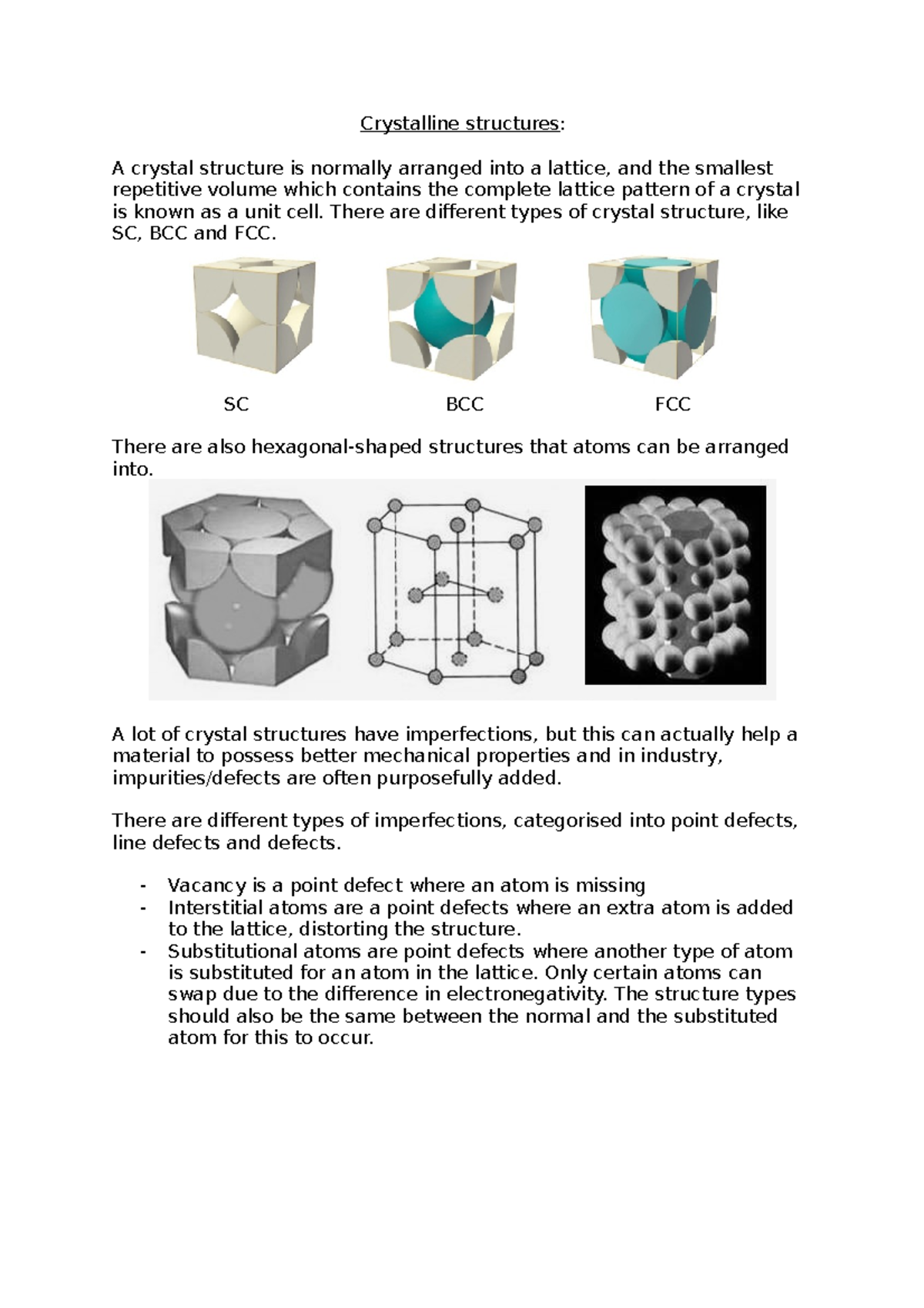 Crystalline structures - There are different types of crystal structure ...