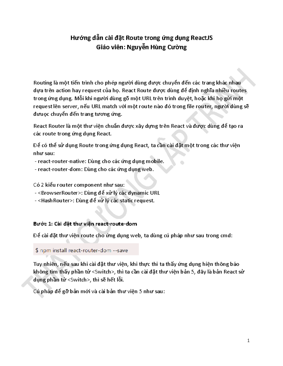 Huong Dan Cai Dat Route Trong Ung Dung React Js H±ßng Dẫn Cài đặt Route Trong ÿng Dụng Reactjs 1306