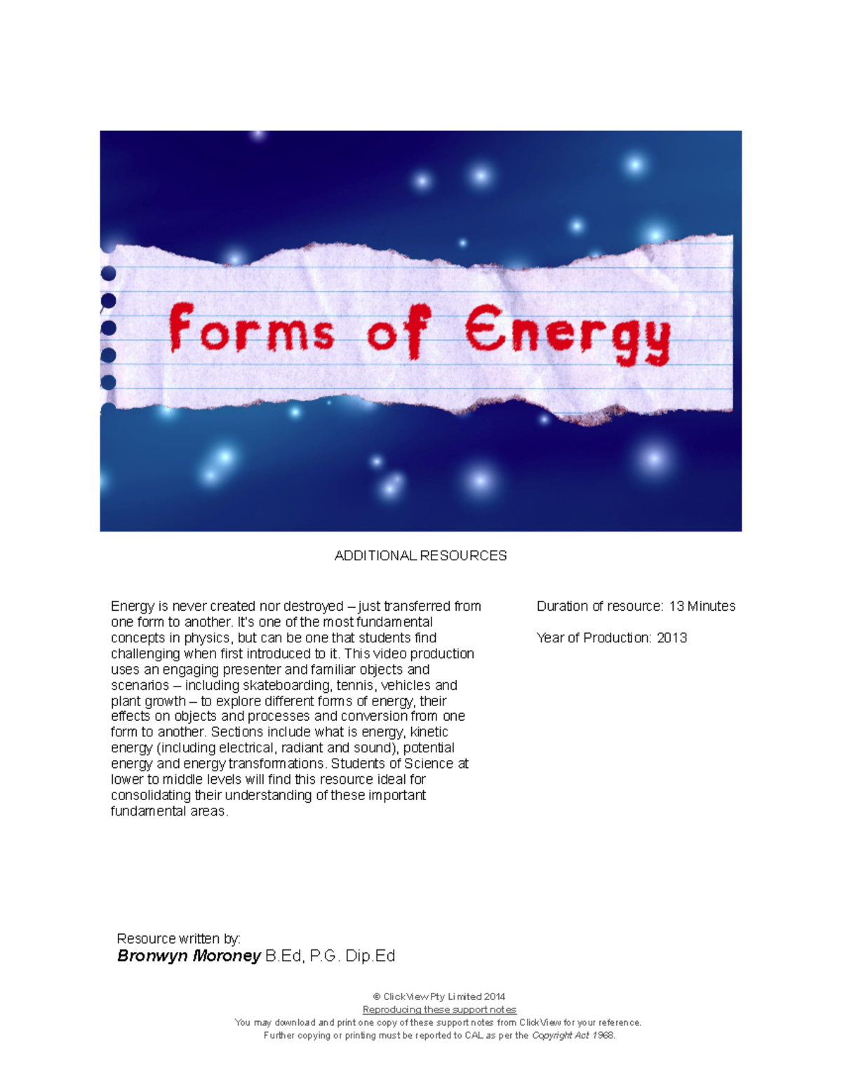 Additional Resources Package (1) energy - ADDITIONAL RESOURCES ...