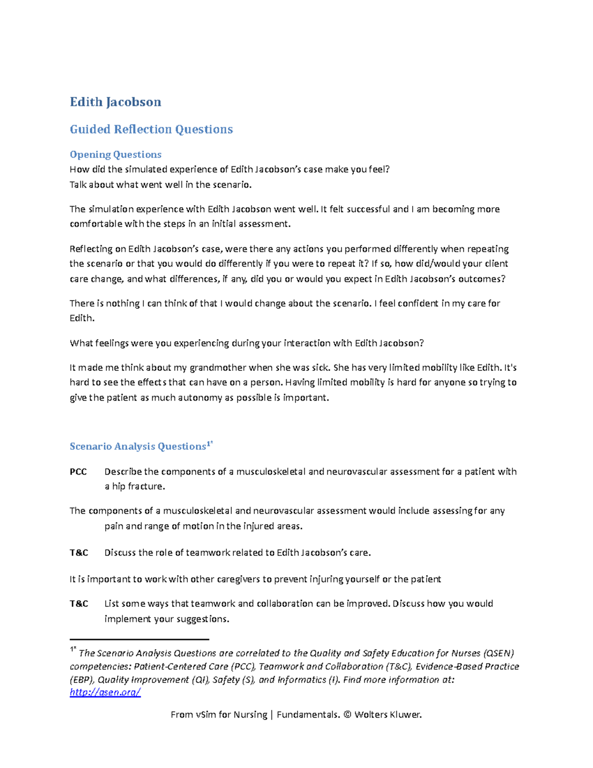 Vsim Guided Reflection - Edith Jacobson Guided Reflection Questions ...
