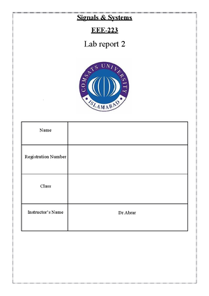Signals and systems lab 1 - Signals & Systems EEE- Lab Report 1 Task 03 ...