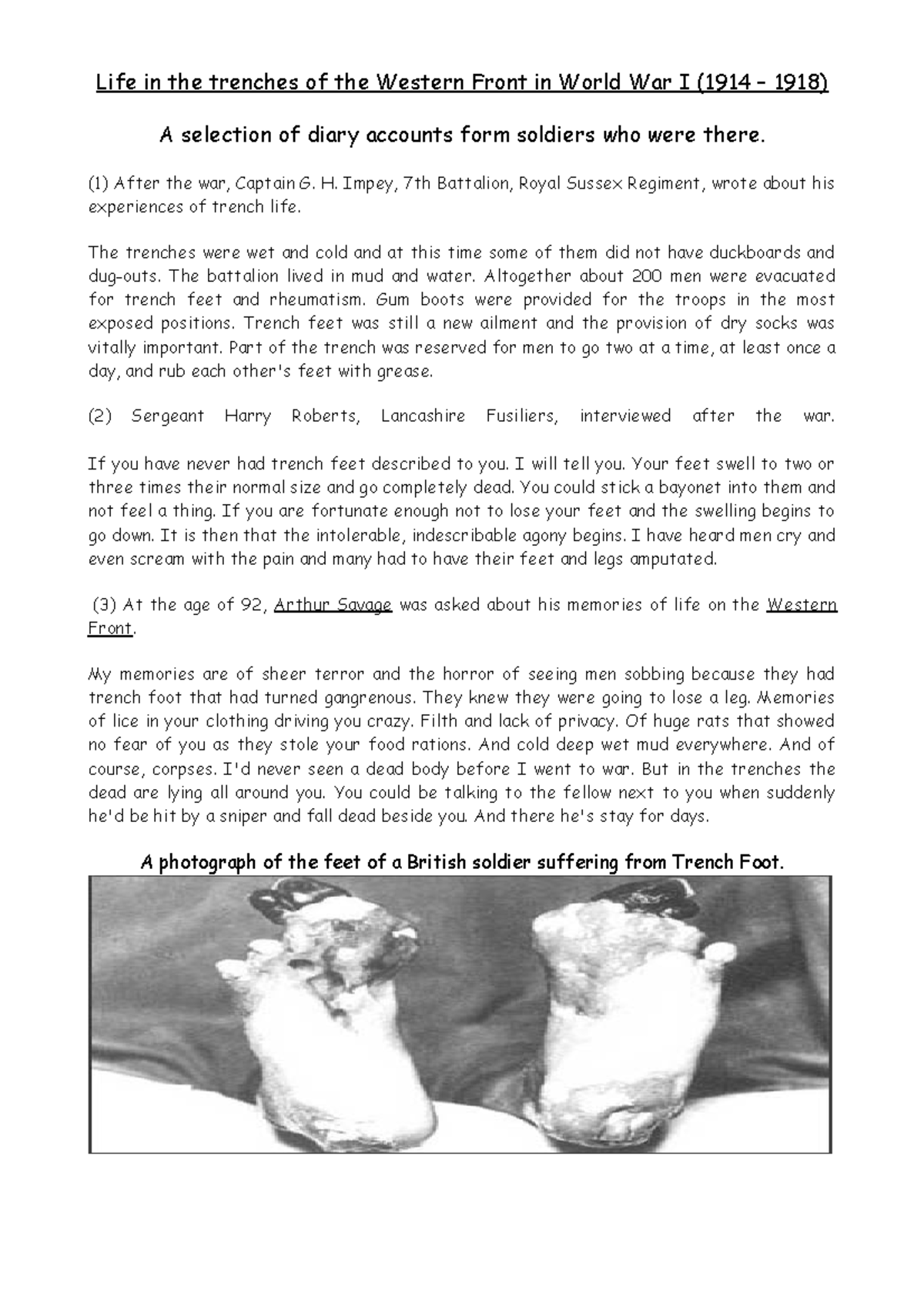 Life in Trenches 1914-1918 (diaries) - Life in the trenches of the ...