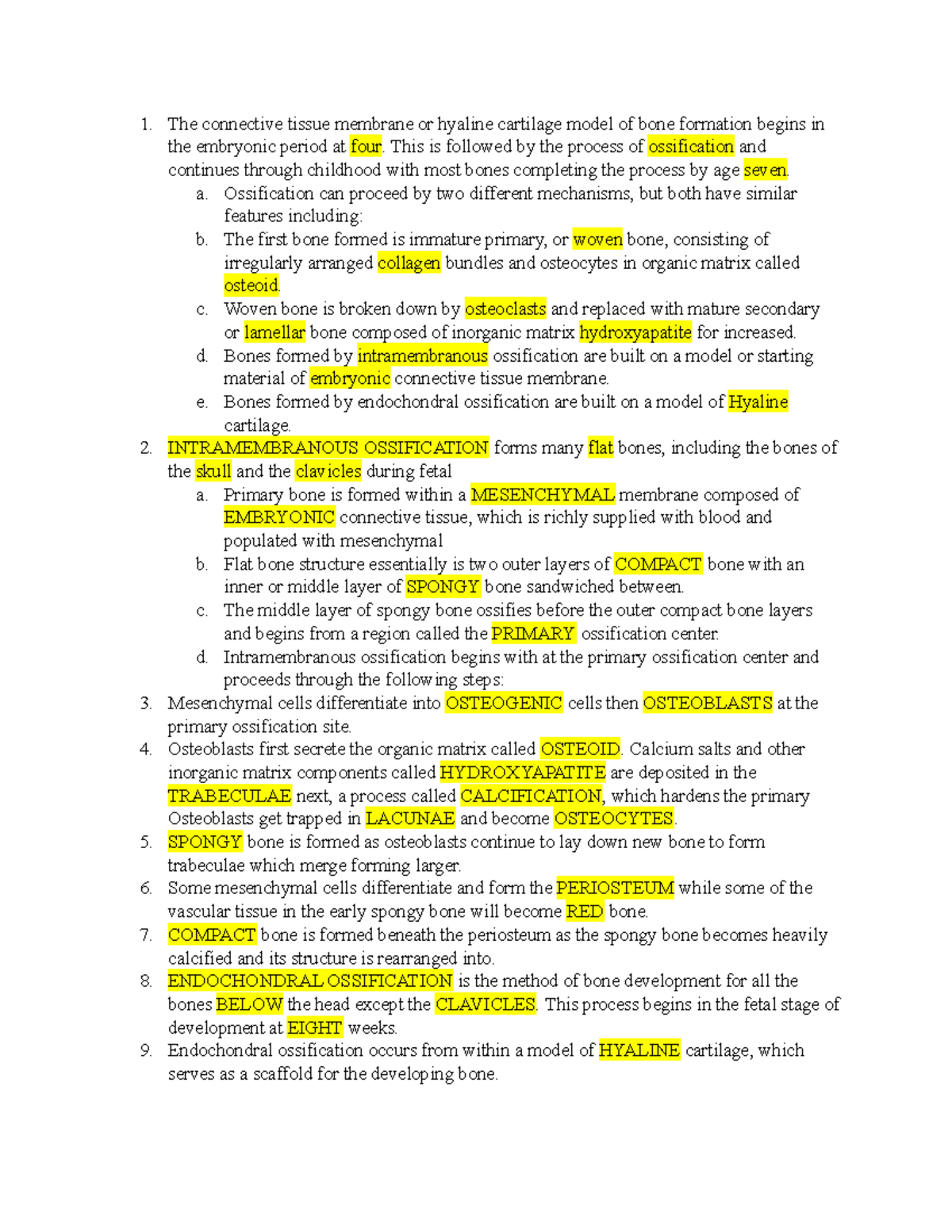 Bones Assignment Ossification - The connective tissue membrane or ...