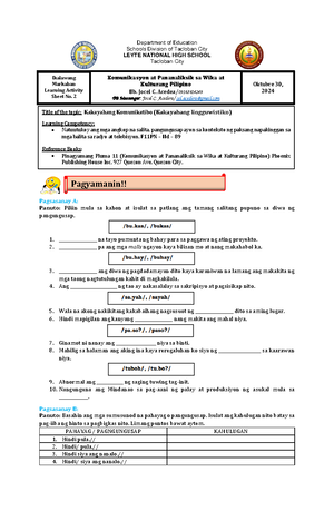 Q2 - Komunikasyon at Pananaliksik sa Wika at Kulturang Pilipino learner's activity - Alam mo ba ...