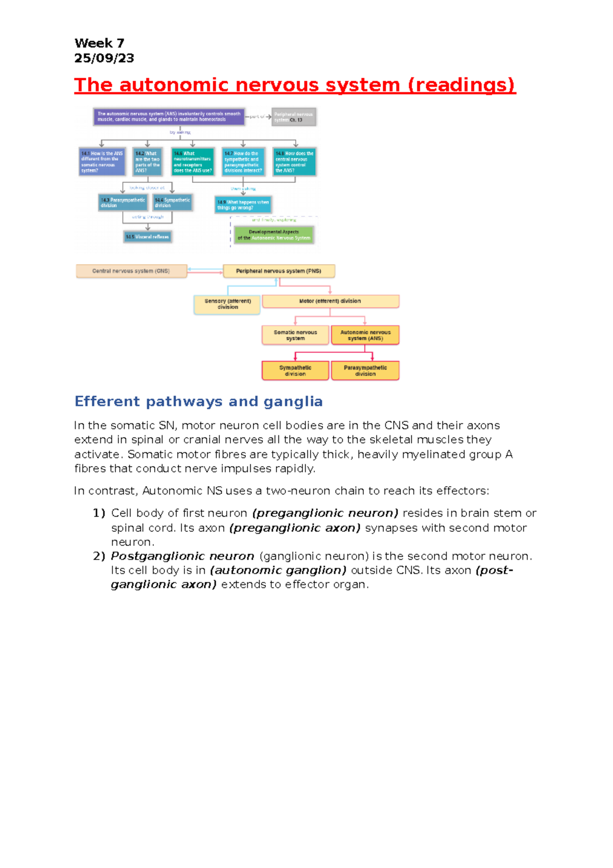 Autonomic NS and special senses - 25/09/ The autonomic nervous system ...