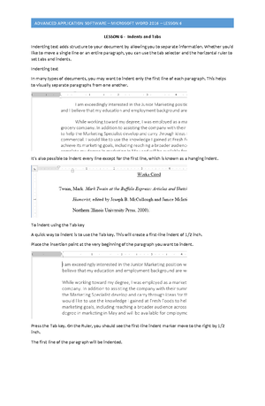MS WORD Lesson 5 - FIRST year Second Semester - Application Software ...