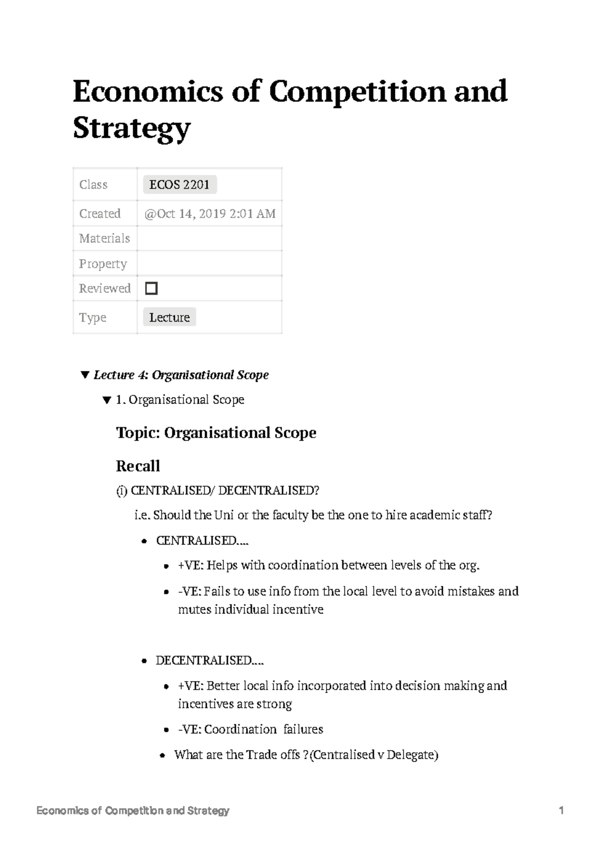 Economics of Competition and Strategy - Economics of Competition and ...