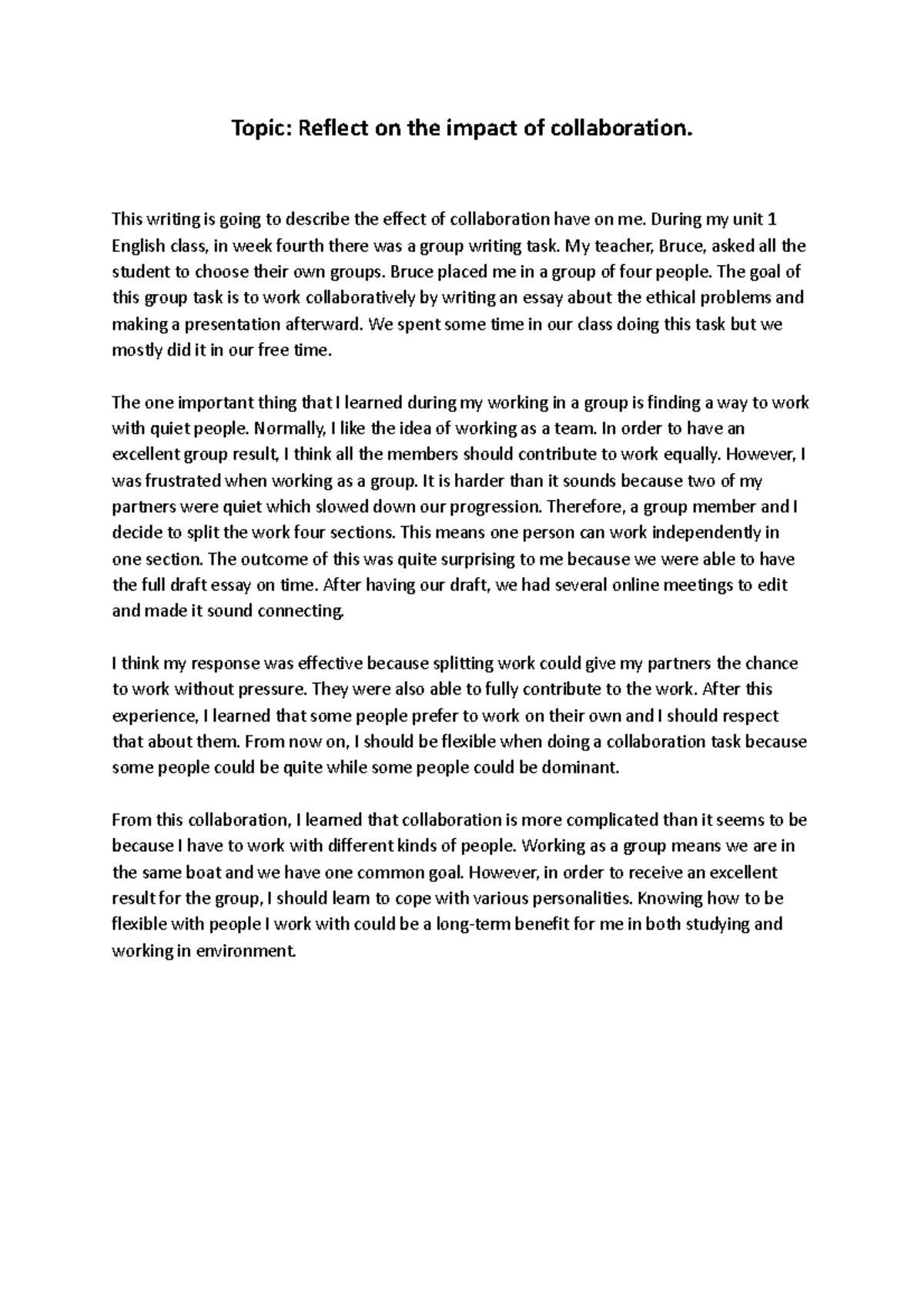 A4 Reflection - justt note - Topic: Reflect on the impact of ...