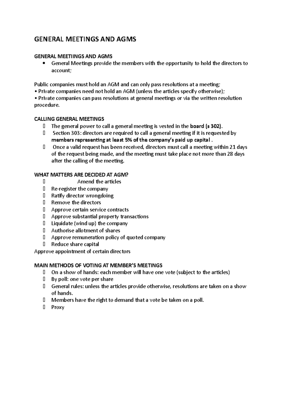General Meetings AND AGMS - GENERAL MEETINGS AND AGMS GENERAL MEETIINGS ...