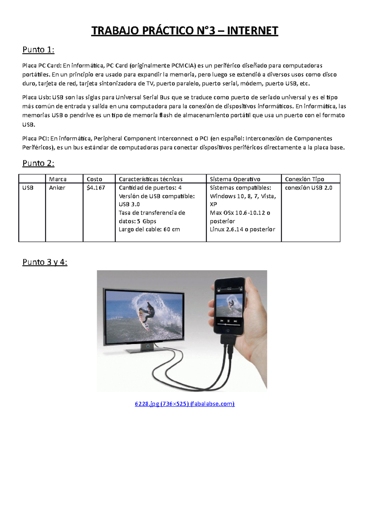 Nivel 2 – P – TP2 – Internet – Obligatorio - TRABAJO PRÁCTICO N°3 – INTERNET Punto 1: Placa PC ...