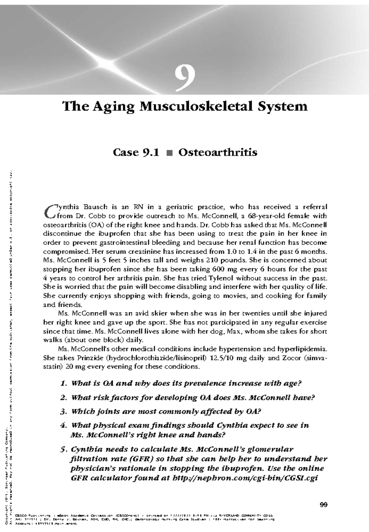 Musculoskeletal Case Studies - 99 9 Case 9 Osteoarthritis C ...