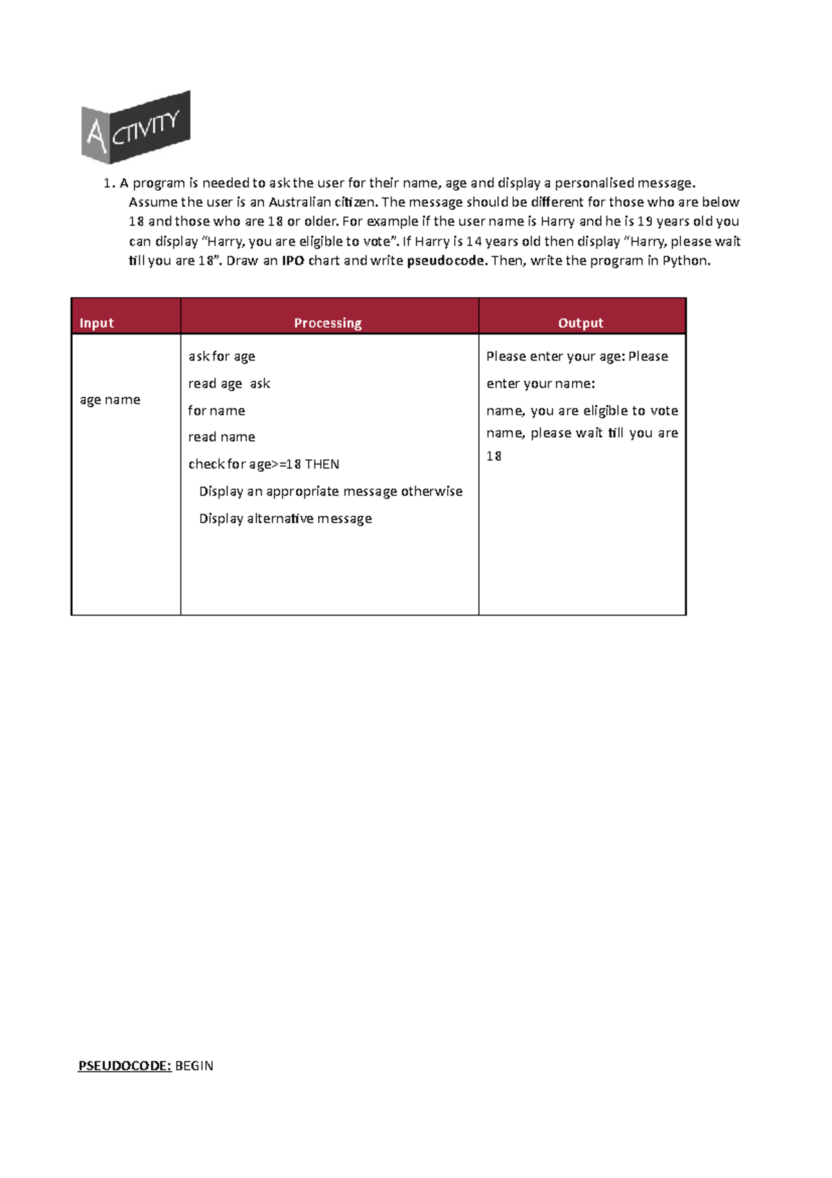 Programming Design Module 4 - A program is needed to ask the user for ...