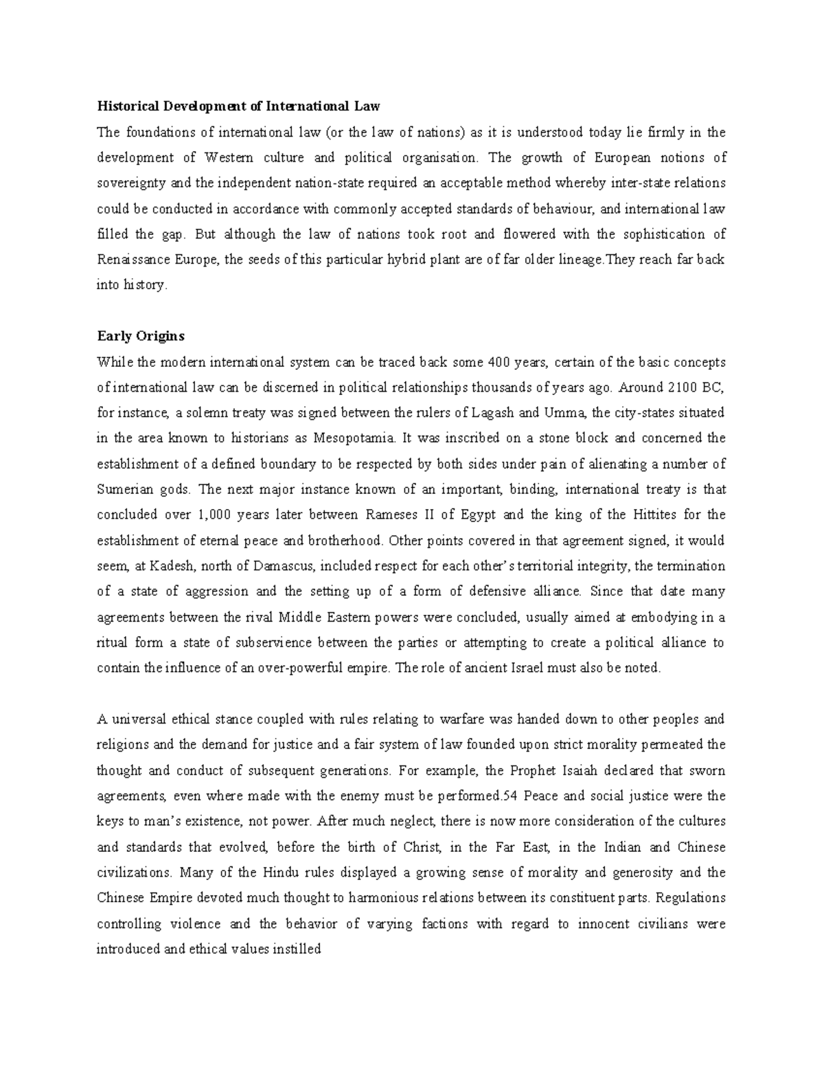 Historical Development of International Law - The growth of European ...