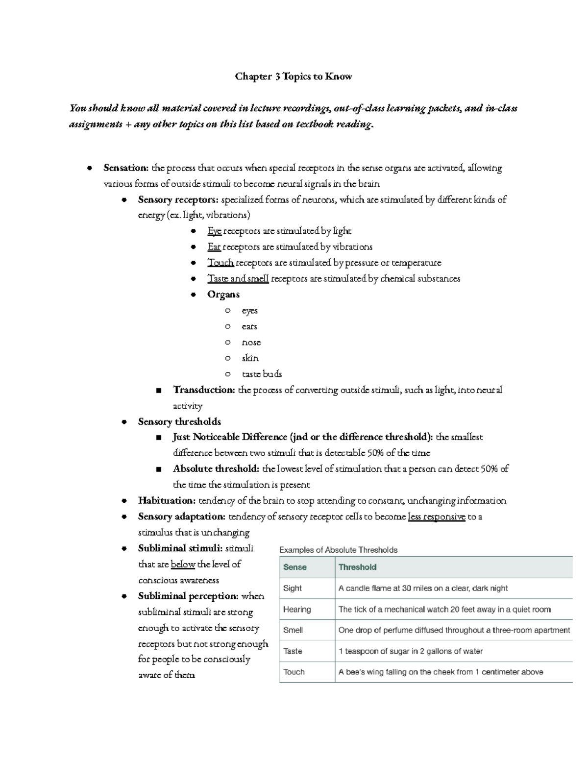 Chapter 3 topics - Professor Calabrese - Chapter 3 Topics to Know You ...