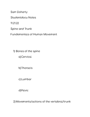 The Spine and Trunk Notes - The Spine and Trunk Notes Studentdocu Bones ...