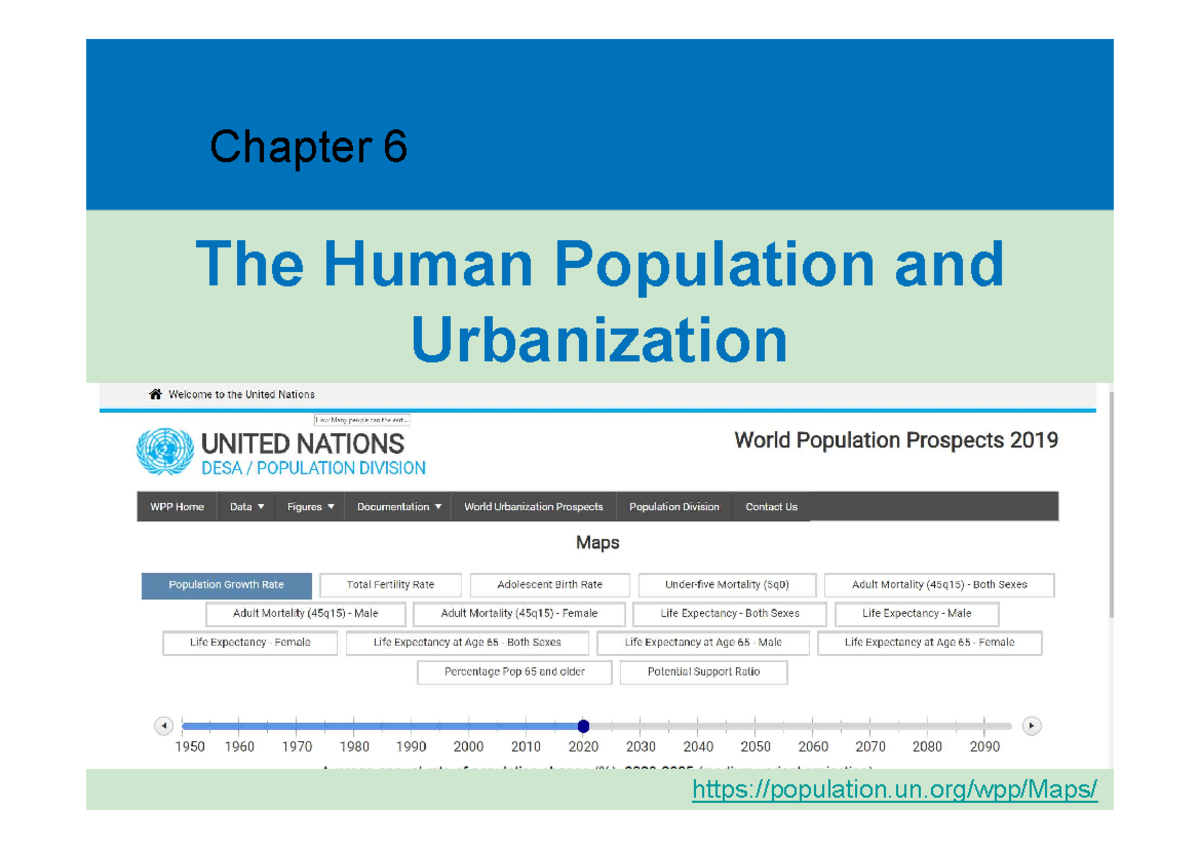 5 - lecture note - The Human Population and Urbanization Chapter 6 ...