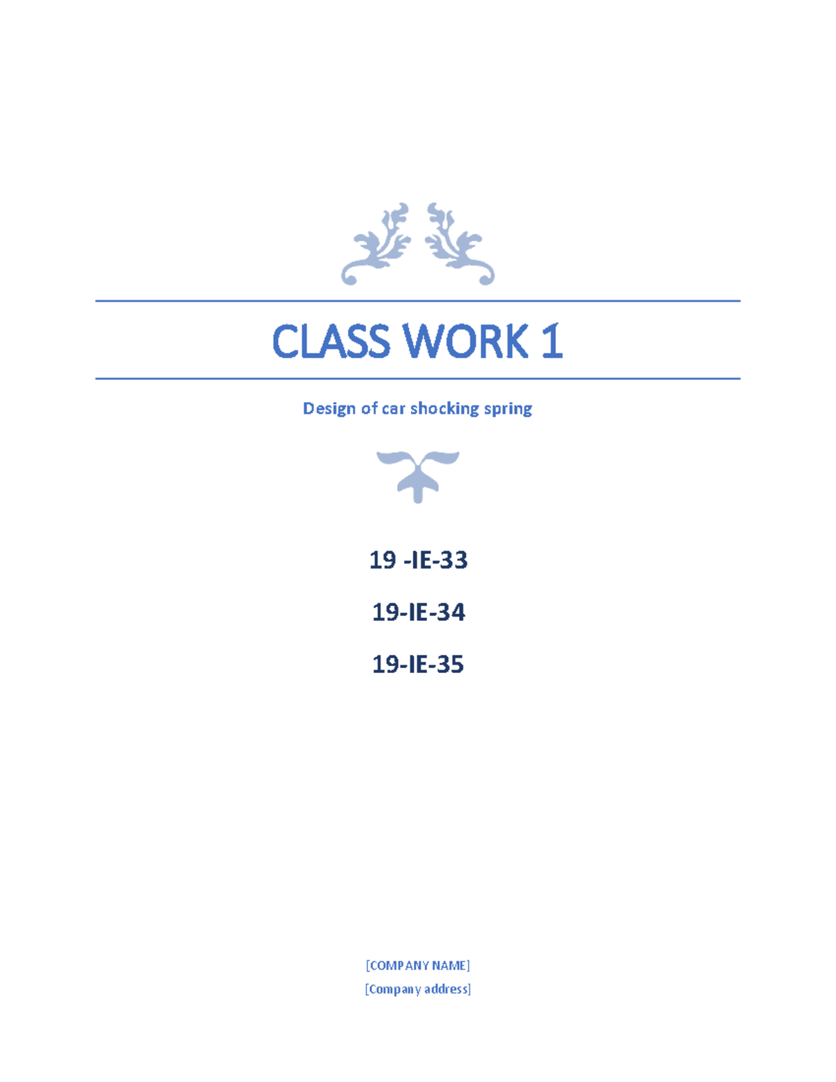 AMD &FEM class work 1. - Related to industrial engineering. You can ...