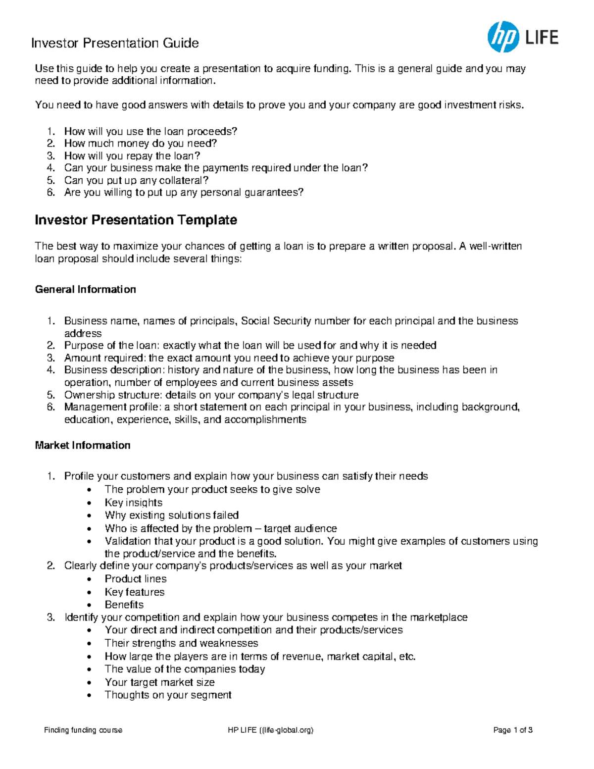 Guide for presenting to an investor - Investor Presentation Guide ...
