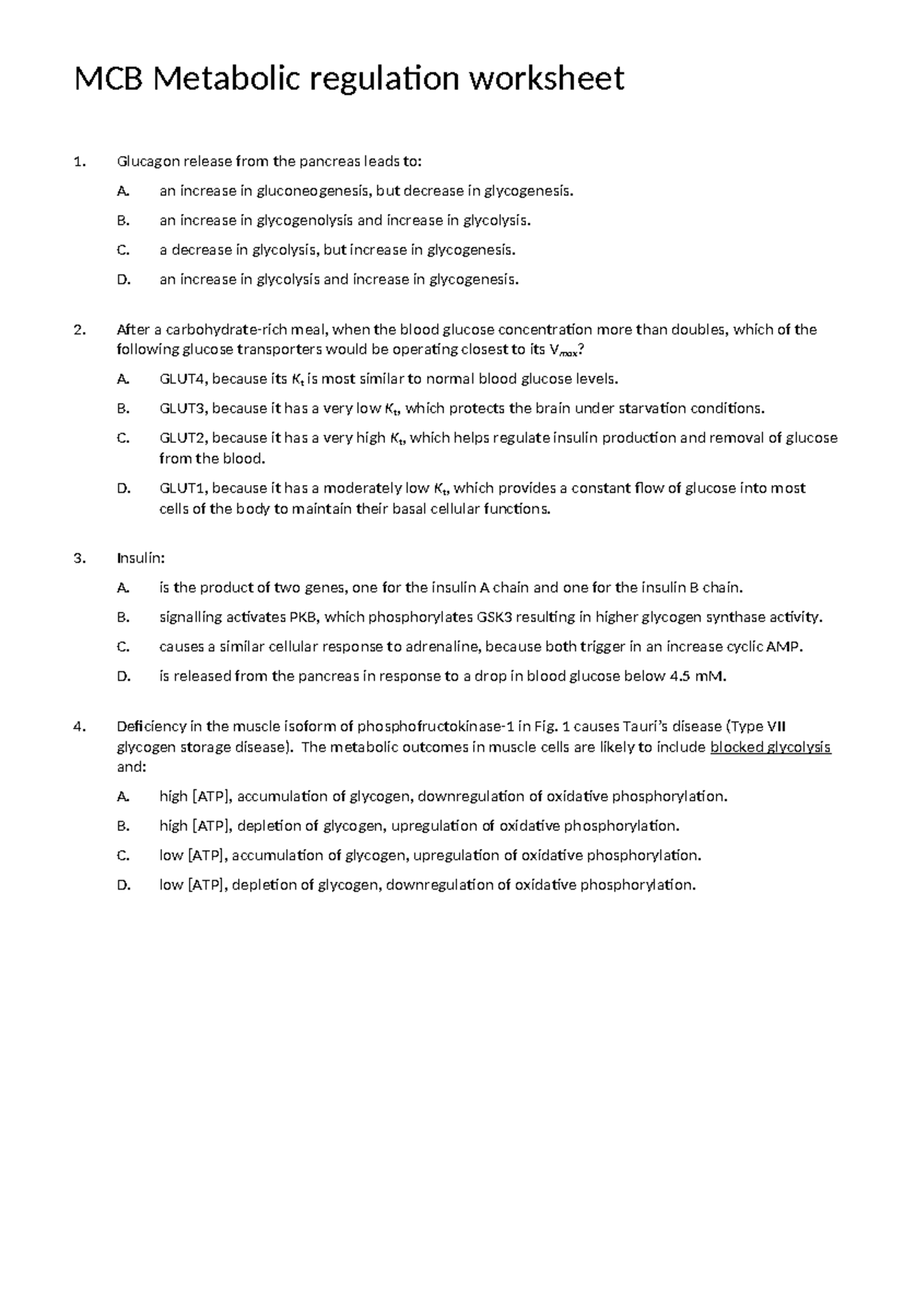 Metabolic regulation worksheet - MCB Metabolic regulation worksheet ...