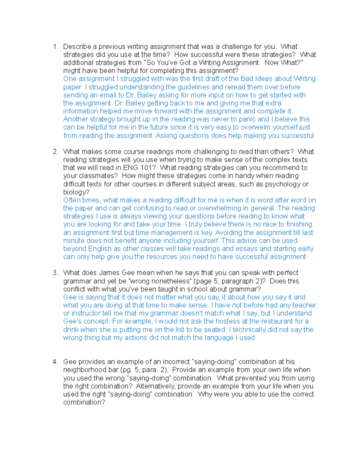 ENG101 Dicussion board week 4 - Describe a previous writing assignment ...