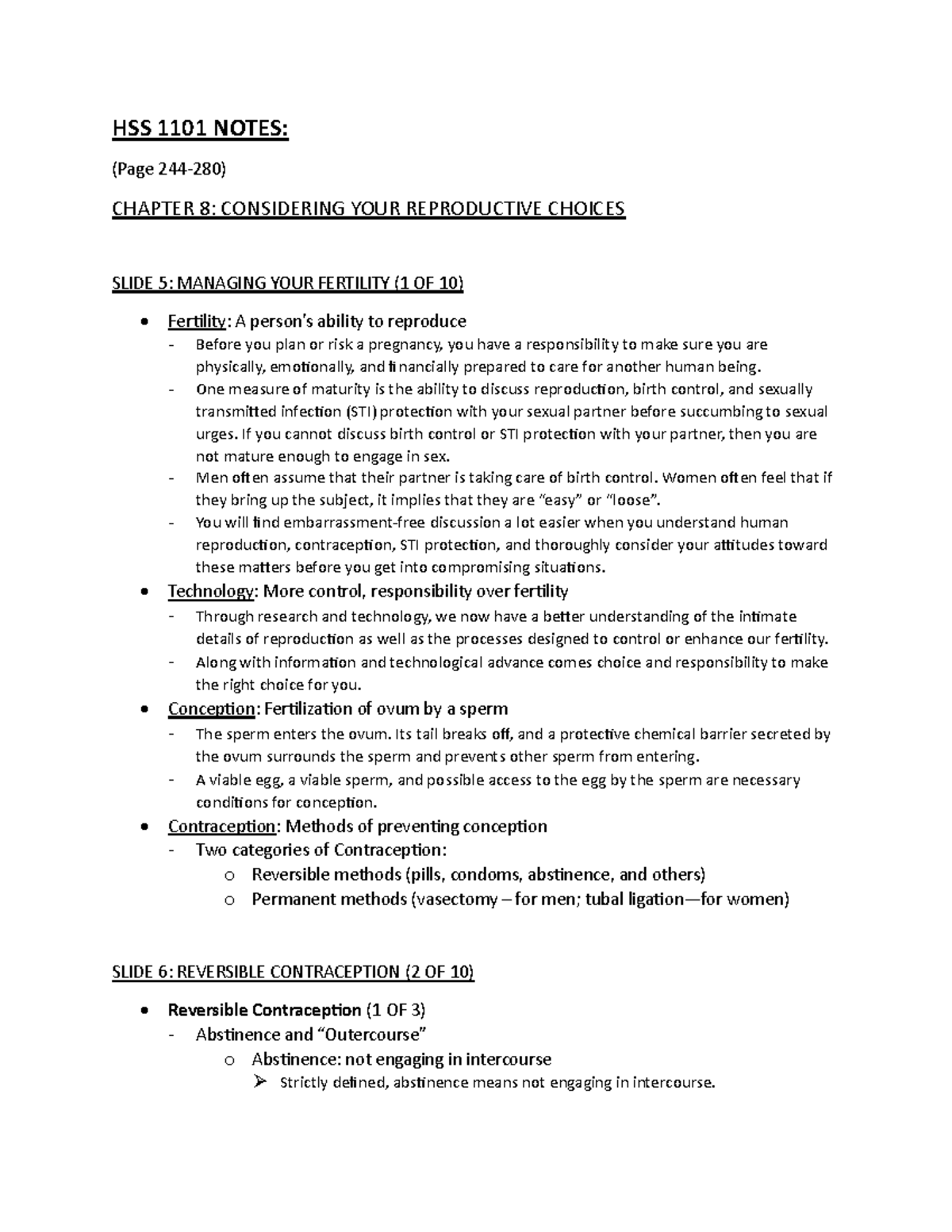 HSS 1101 Chapter 8 Notes - HSS 1101 NOTES: (Page 2 44 - 280 ) CHAPTER 8 ...